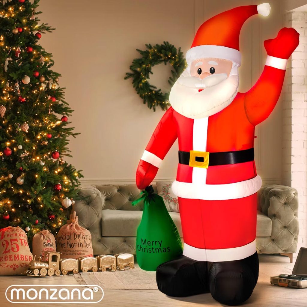 Oppustelig julemand med lys - Glædelig Jul